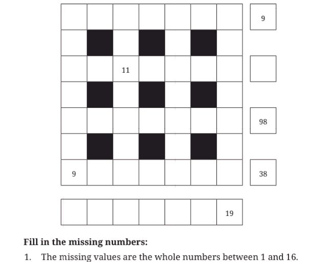 Fill in the missing numbers: 1. The missing | StudyX