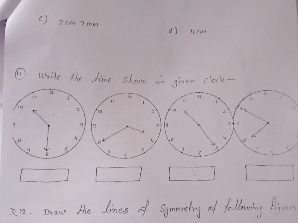 11. Write the time shown in given clock- | StudyX