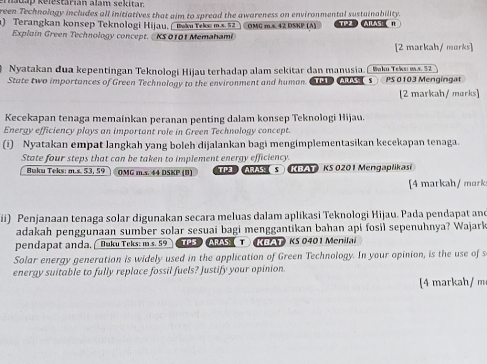 a) Terangkan konsep Teknologi Hijau. Explain | StudyX