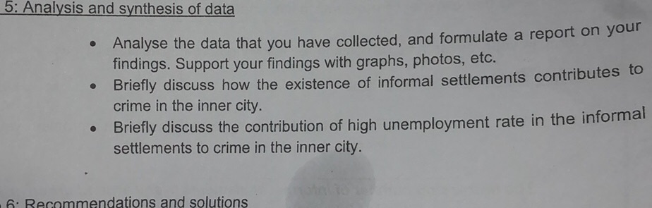 Analyse the data that you have collected, | StudyX