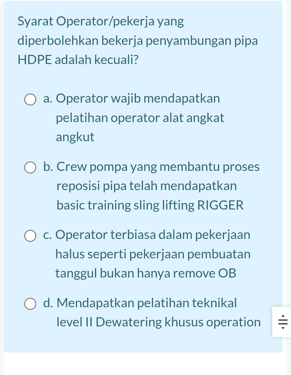 Syarat Operator/pekerja yang diperbolehkan | StudyX