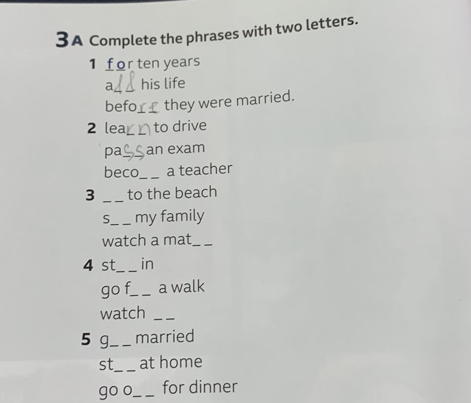 3A Complete the phrases with two letters. 1 | StudyX