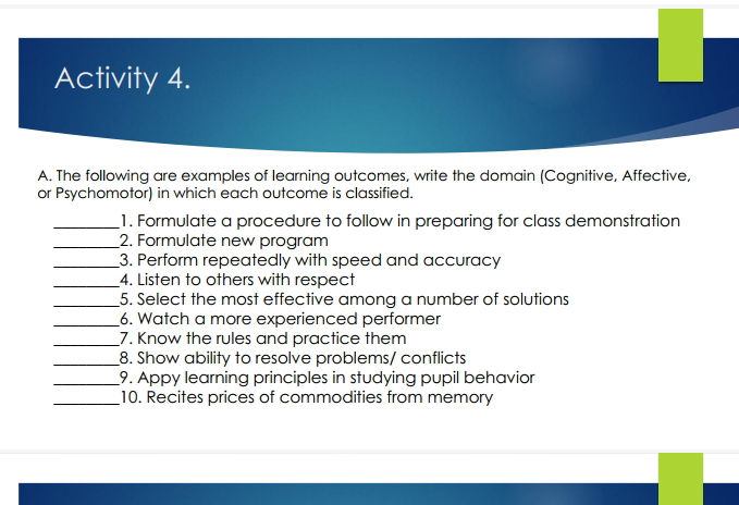 A. The following are examples of learning | StudyX