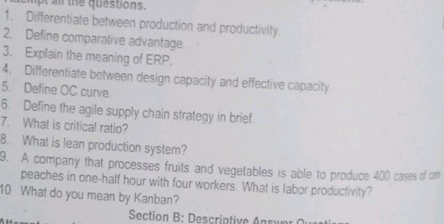 1. Differentiate between production and | StudyX