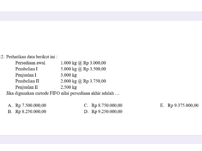 12. Perhatikan data berikut ini: Persediaan | StudyX