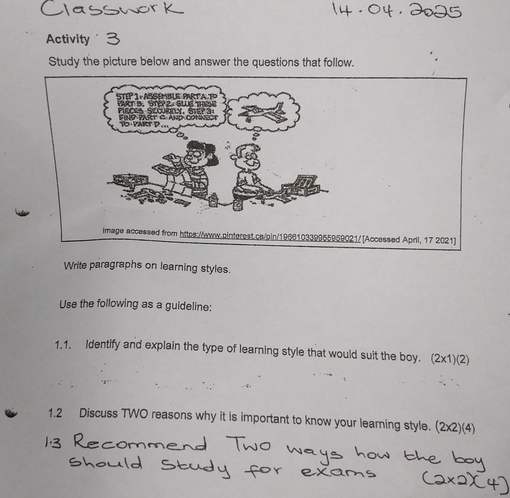 Study the picture below and answer the | StudyX