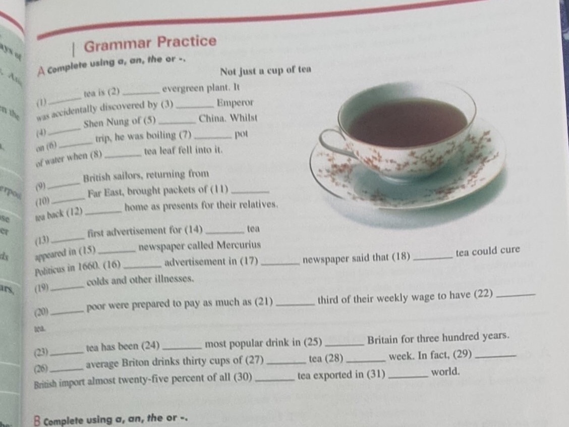 A Complete using a, an, the or -. (1) ____ | StudyX