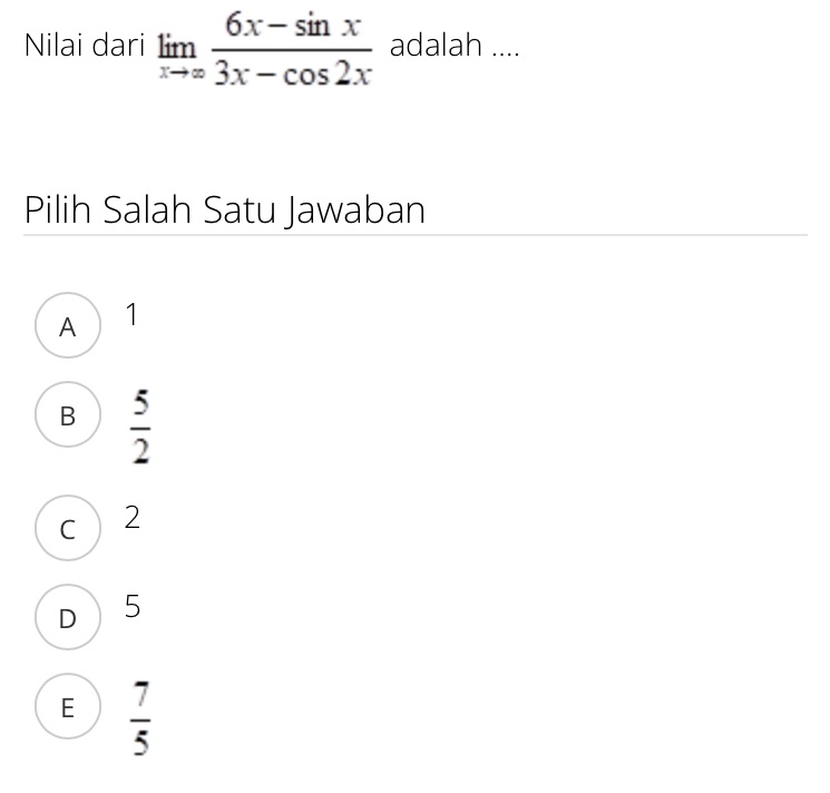 Nilai dari $_{x } {6x - x}{3x - 2x}$ | StudyX