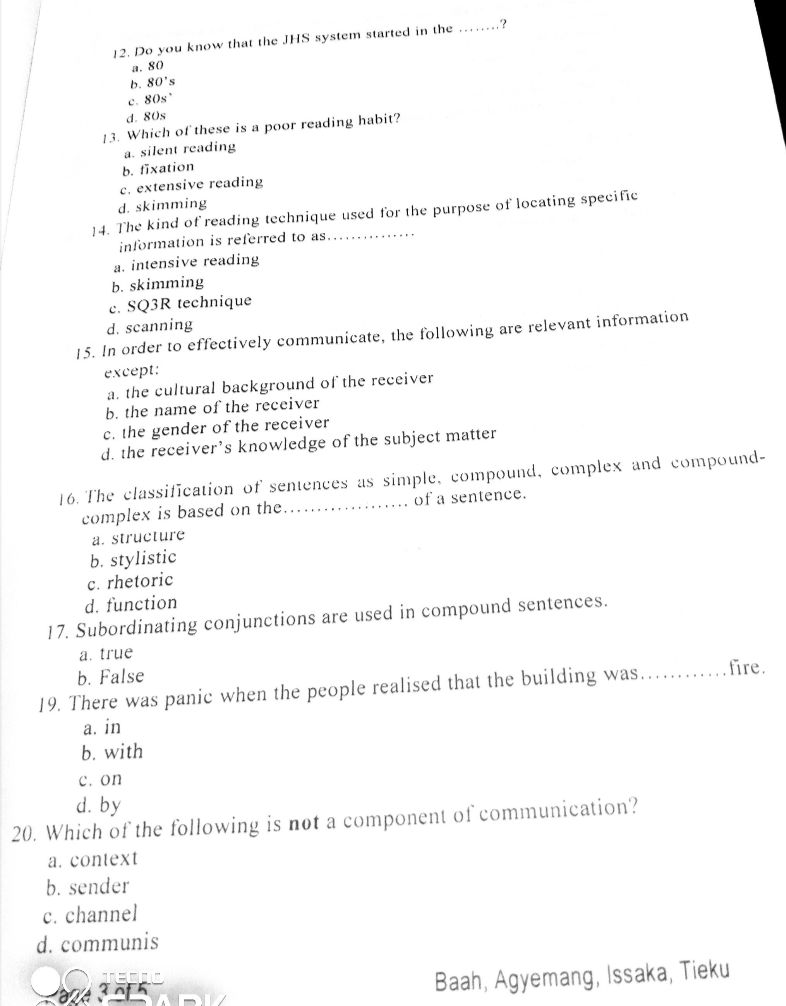 12. Do you know that the JHS system started | StudyX