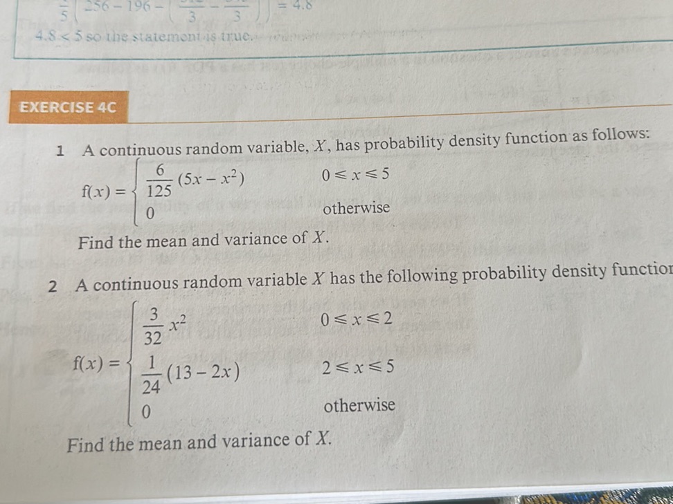 1 A continuous random variable, $X$, has | StudyX