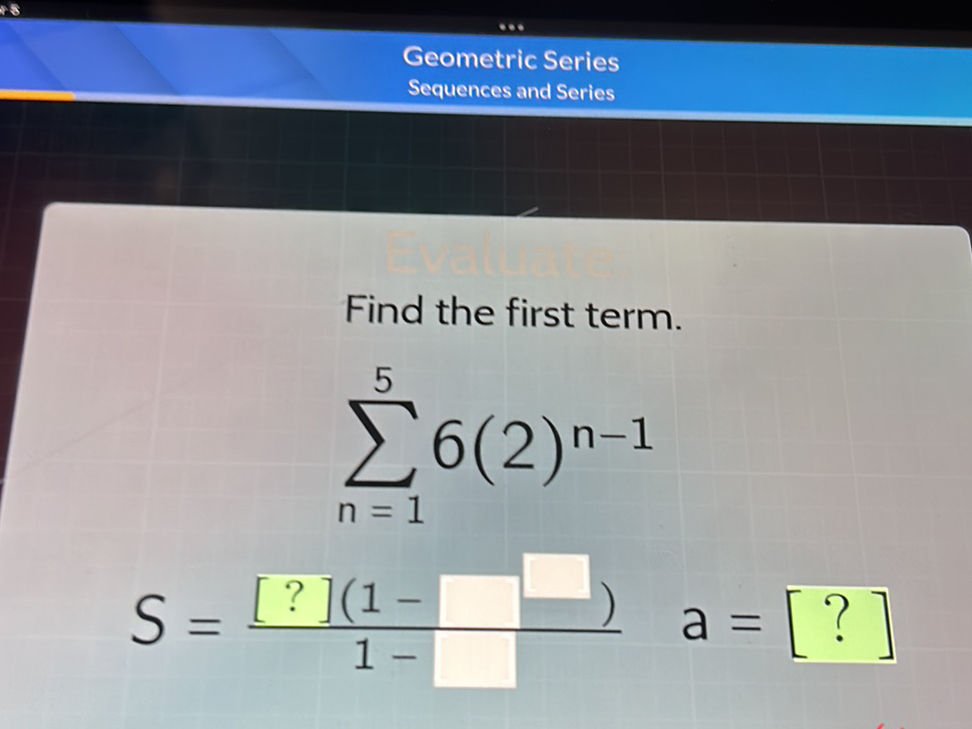 Find the first term. $ _{n=1}^{5} | StudyX