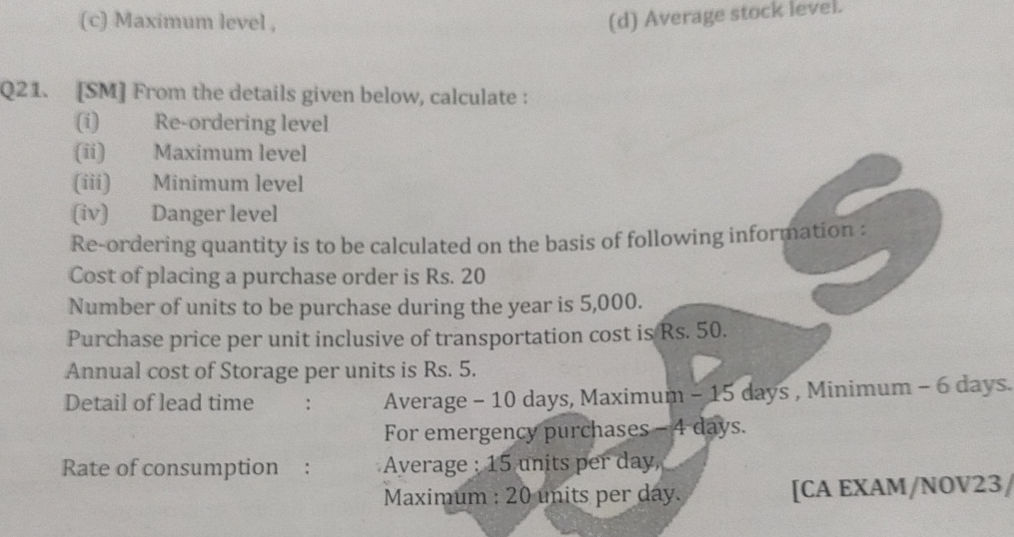 Q21. [SM] From the details given below, | StudyX