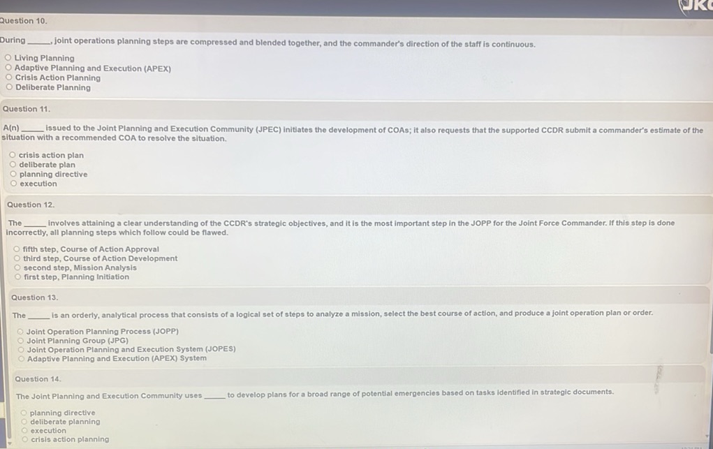 Question 10. During ____, joint operations | StudyX