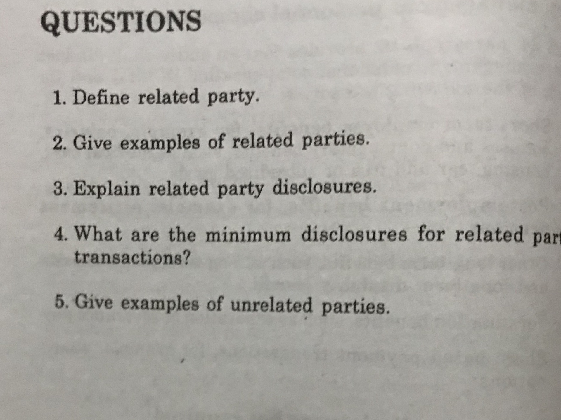 1. Define related party. 2. Give examples | StudyX