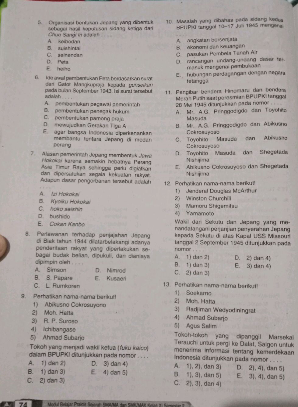 5. Organisasi bentukan Jepang yang dibentuk | StudyX