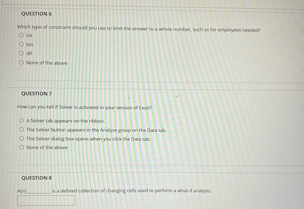 QUESTION 6 Which type of constraint should | StudyX