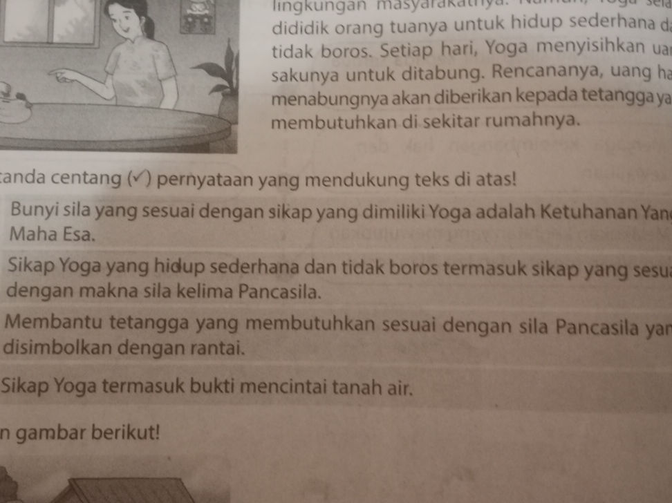 Tanda centang ( ) pernyataan yang mendukung | StudyX