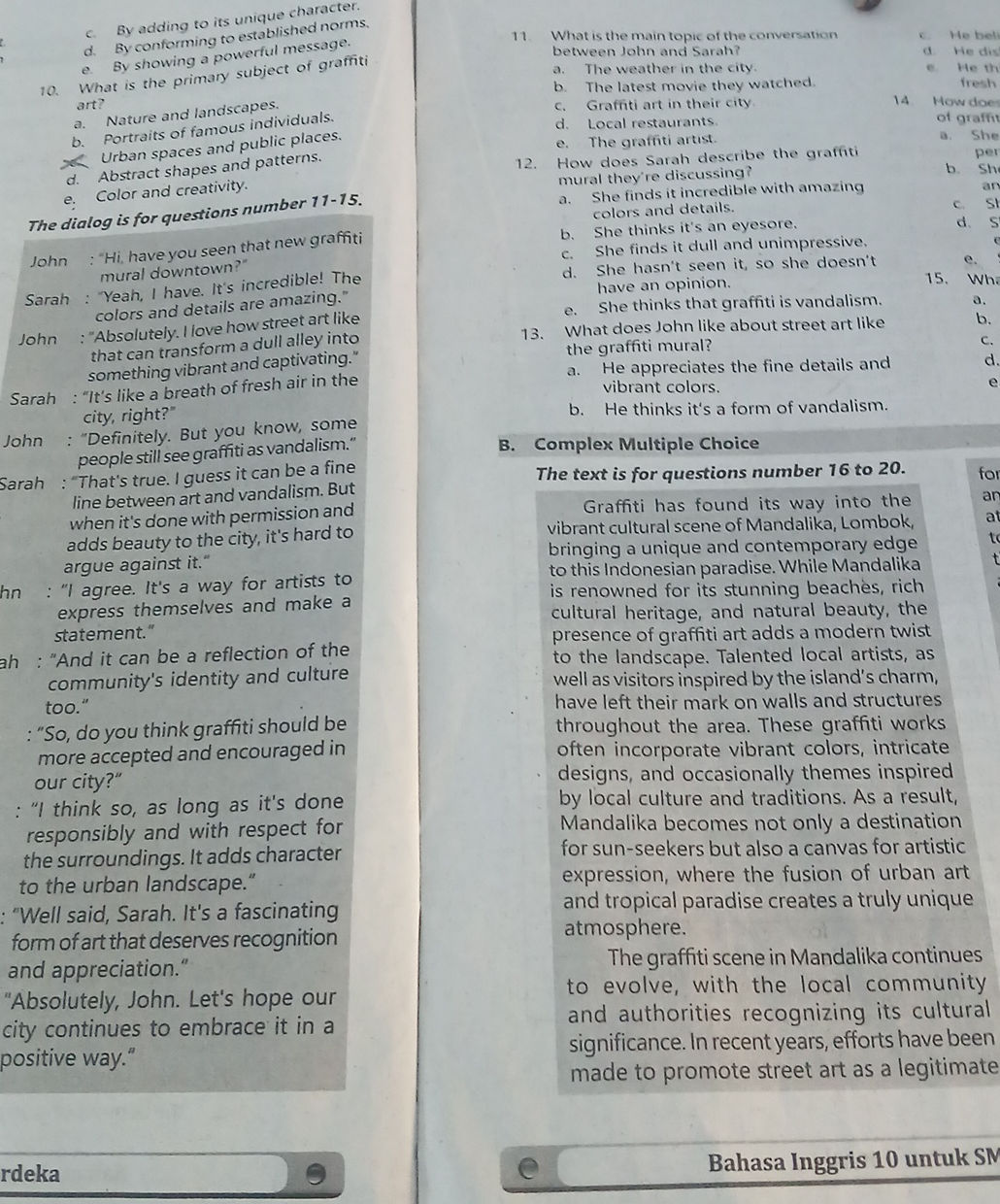 10. What is the primary subject of graffiti | StudyX