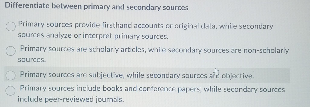 Differentiate between primary and secondary | StudyX