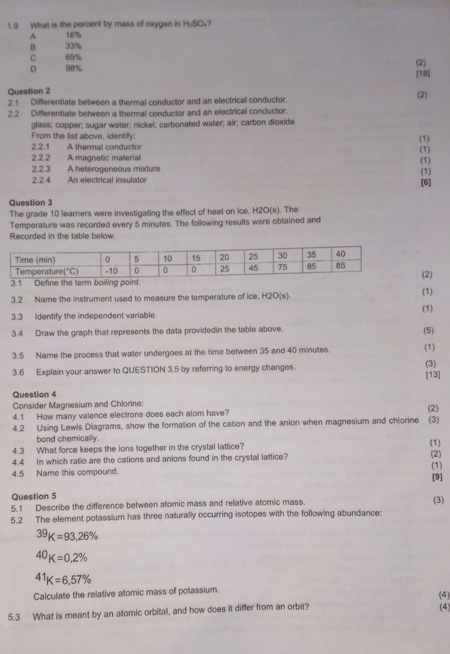 1.9 What is the percent by mass of oxygen in | StudyX