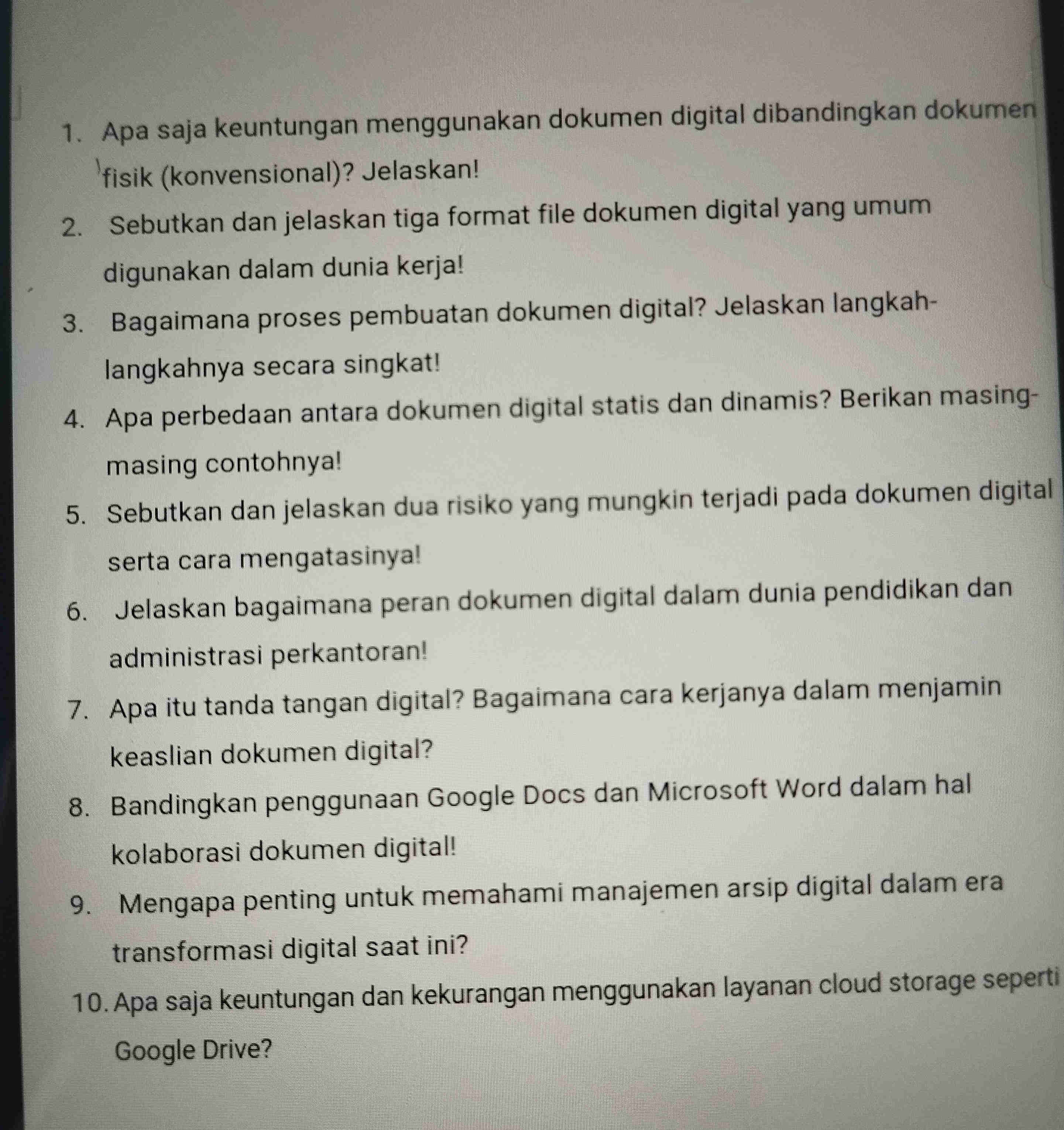 1. Apa saja keuntungan menggunakan dokumen | StudyX