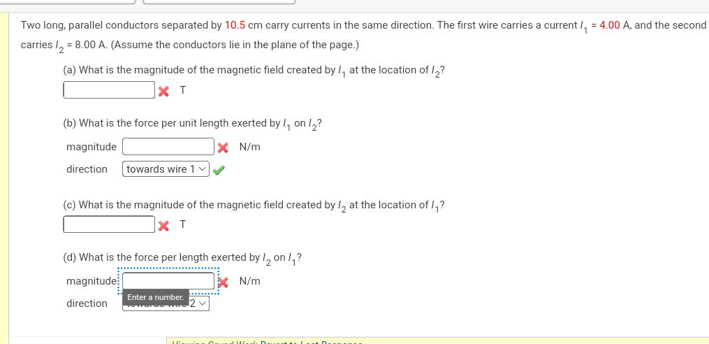 Two long, parallel conductors separated by | StudyX