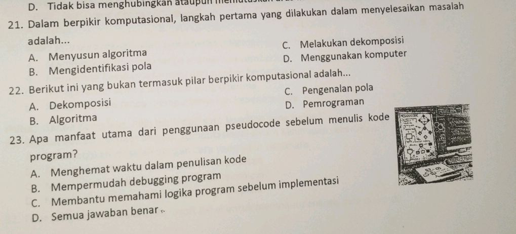 21. Dalam berpikir komputasional, langkah | StudyX