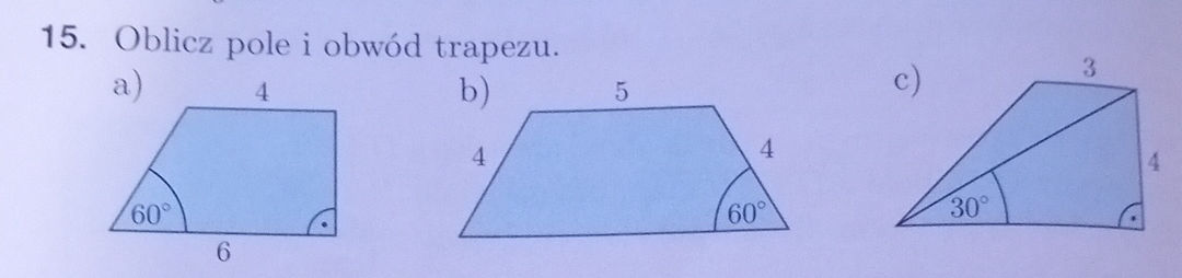 15. Oblicz pole i obwód trapezu. a) A | StudyX