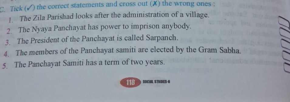 C. Tick ( ) the correct statements and cross | StudyX