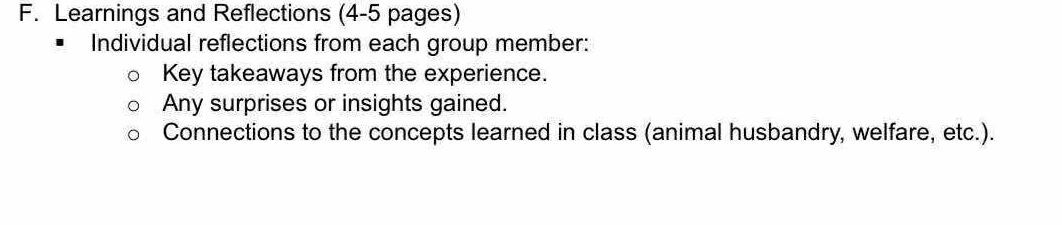 F. Learnings and Reflections (4-5 pages) - | StudyX