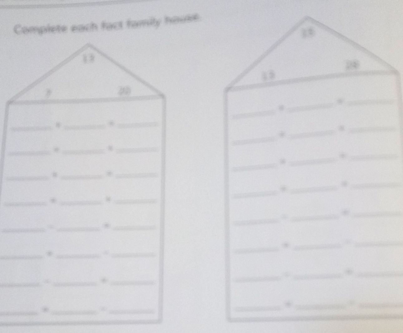 Complete each fact family house. There are | StudyX