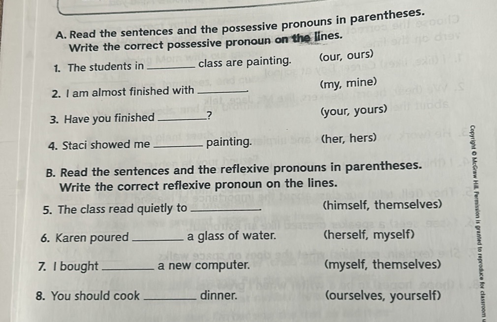 A. Read the sentences and the possessive | StudyX