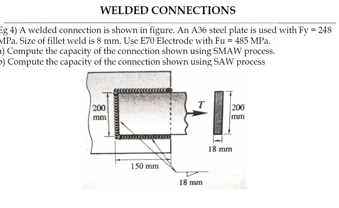 Eg 4) A welded connection is shown in | StudyX