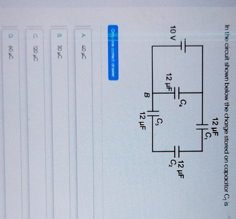 In the circuit shown below the charge stored | StudyX