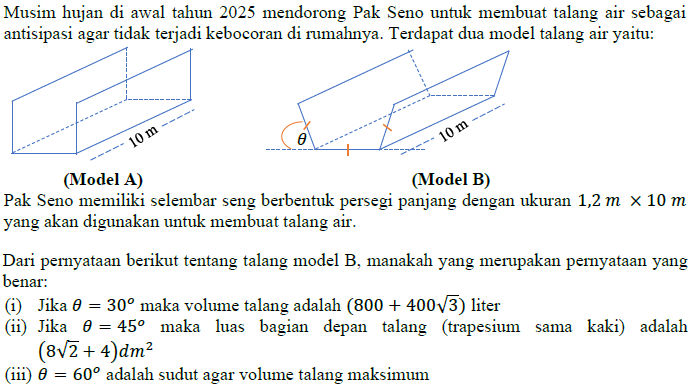 Dari pernyataan berikut tentang talang model | StudyX