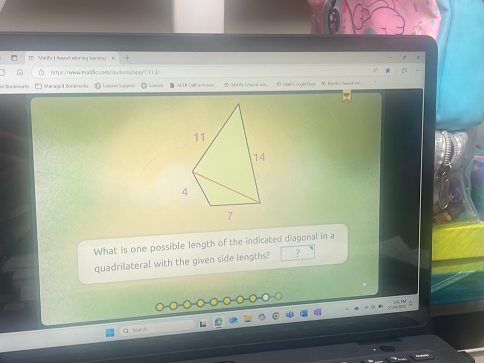 What is one possible length of the indicated | StudyX