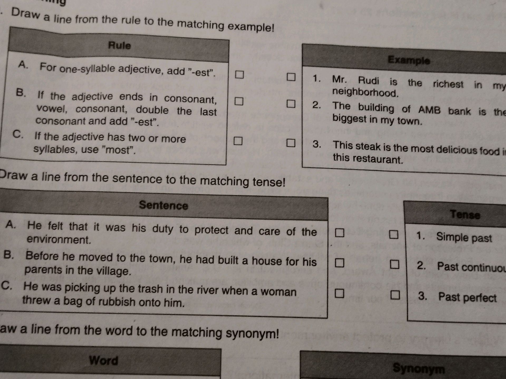 Draw a line from the rule to the matching | StudyX