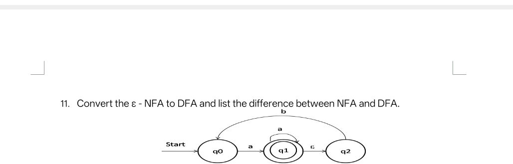 11. Convert the ε - NFA to DFA and list the | StudyX