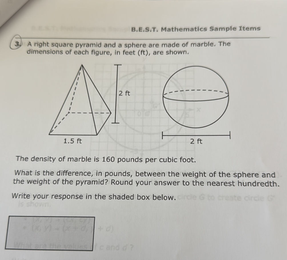 A right square pyramid and a sphere are made | StudyX