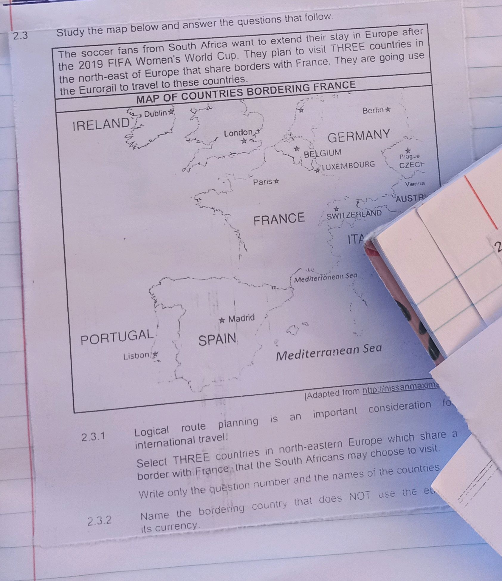 Study the map below and answer the questions | StudyX