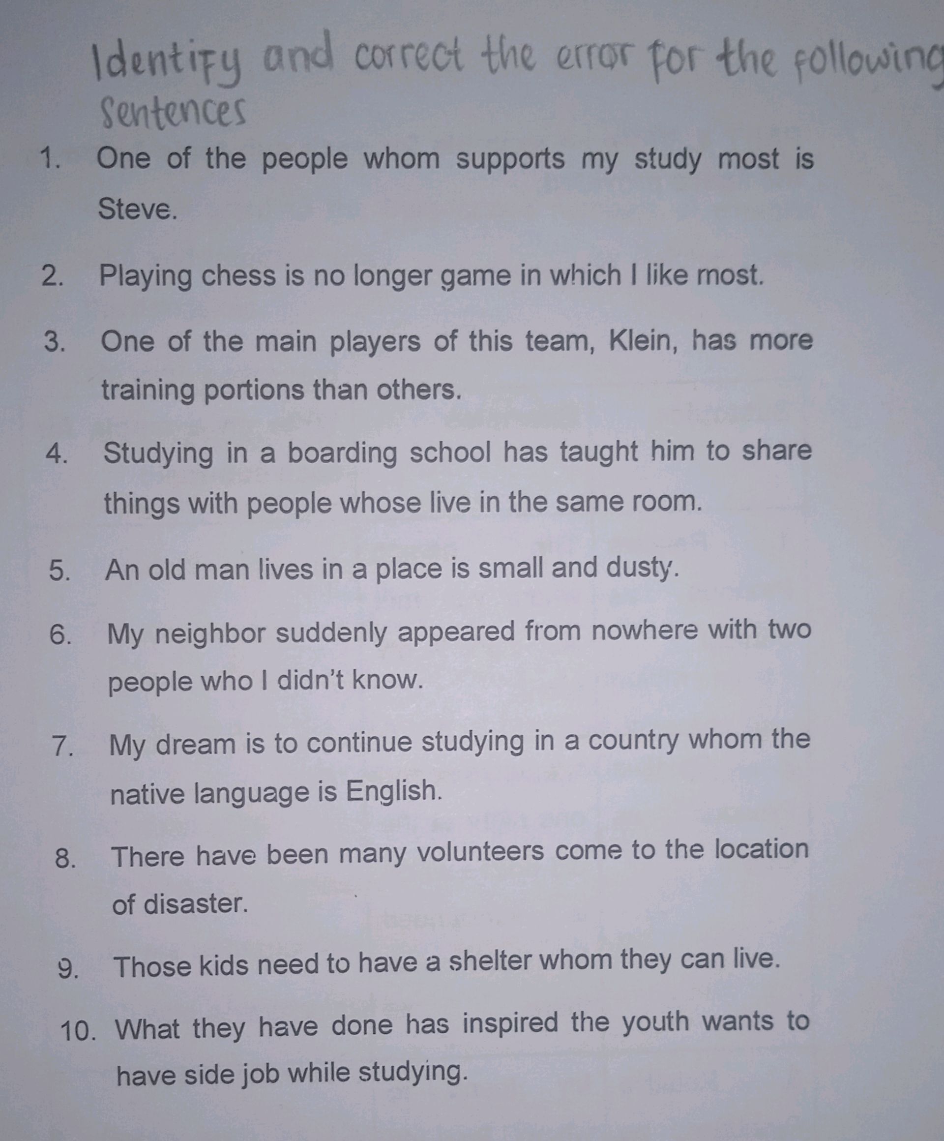 Identify and correct the error for the | StudyX