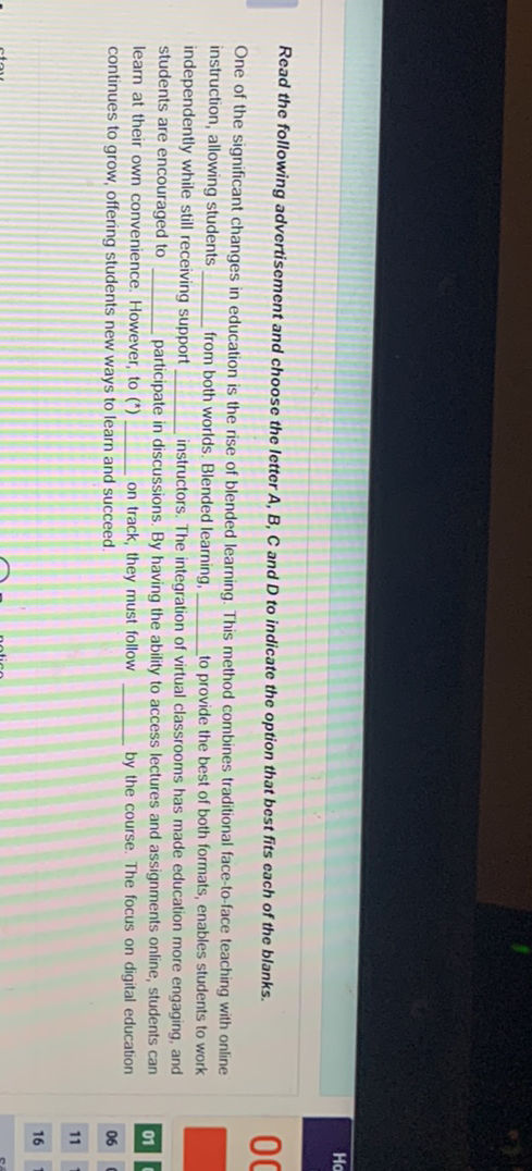 Read the following advertisement and choose | StudyX