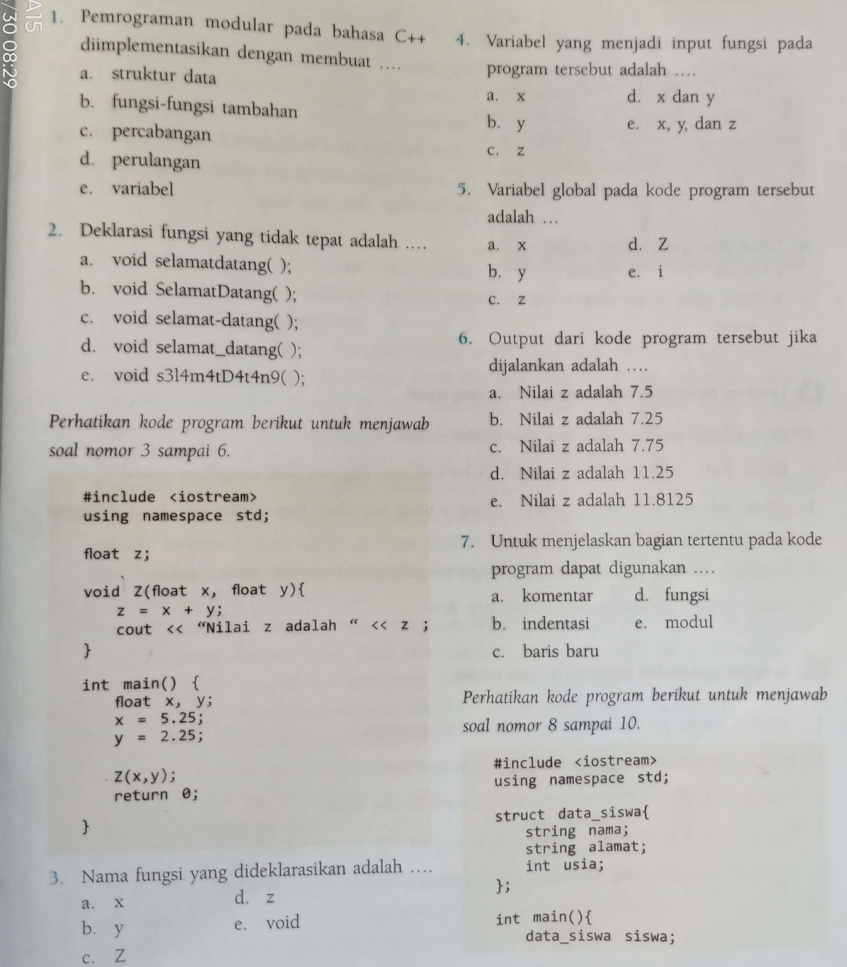 1. Pemrograman modular pada bahasa C++ | StudyX