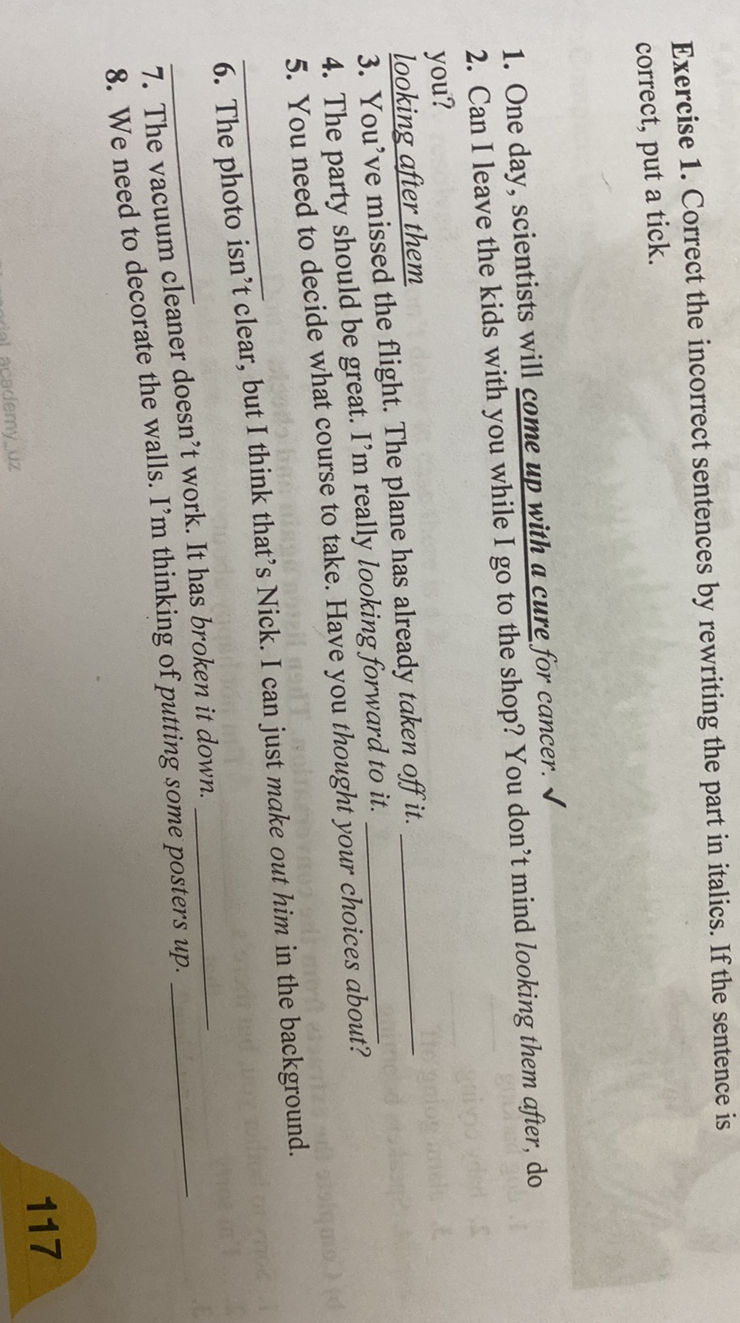 Exercise 1. Correct the incorrect sentences | StudyX