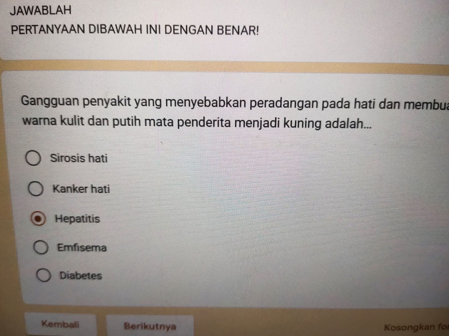 Gangguan penyakit yang menyebabkan | StudyX