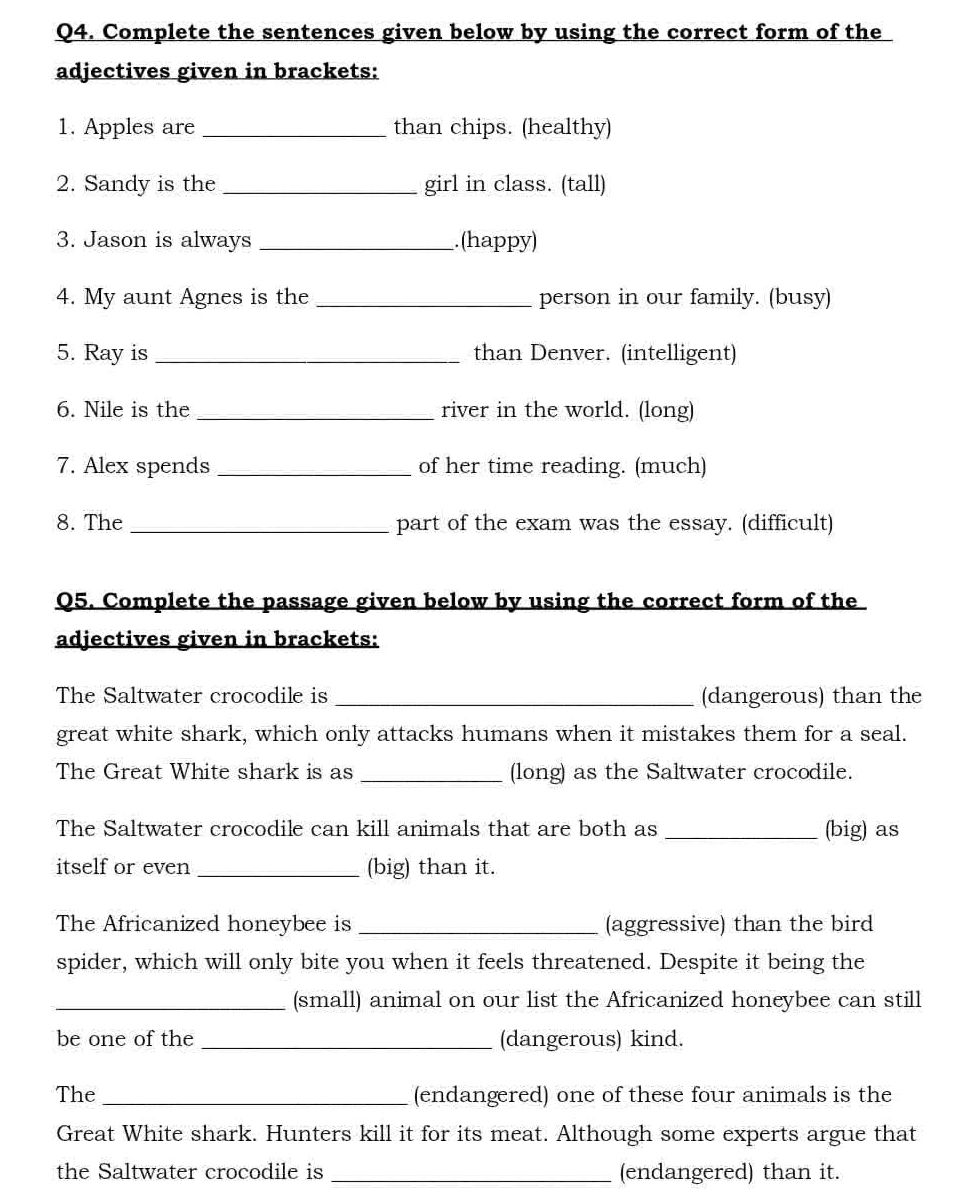 Q4. Complete the sentences given below by | StudyX