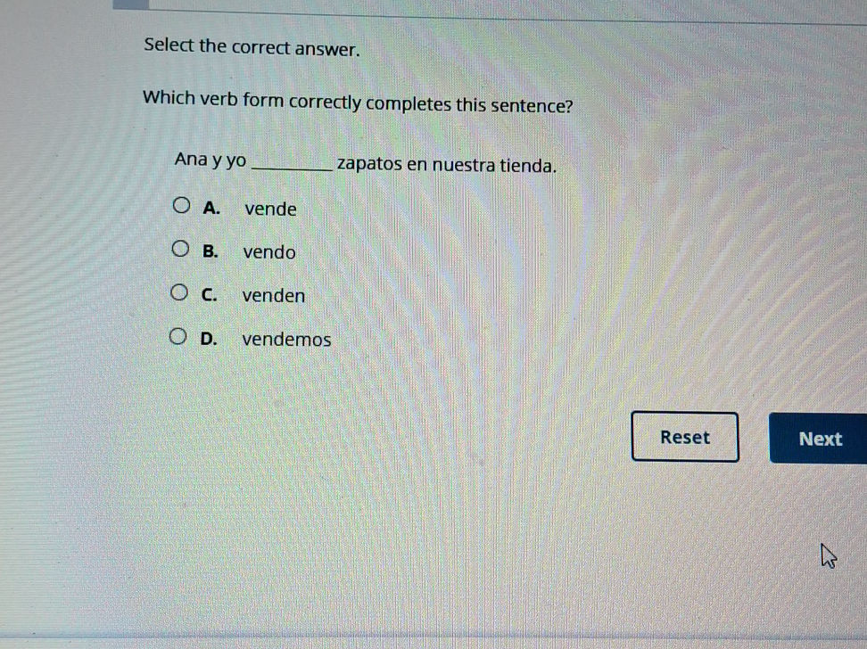 Select the correct answer. Which verb form | StudyX
