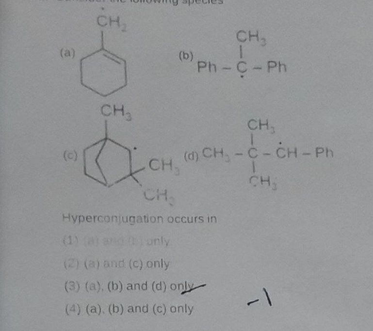 Consider the following species: (a) (image | StudyX