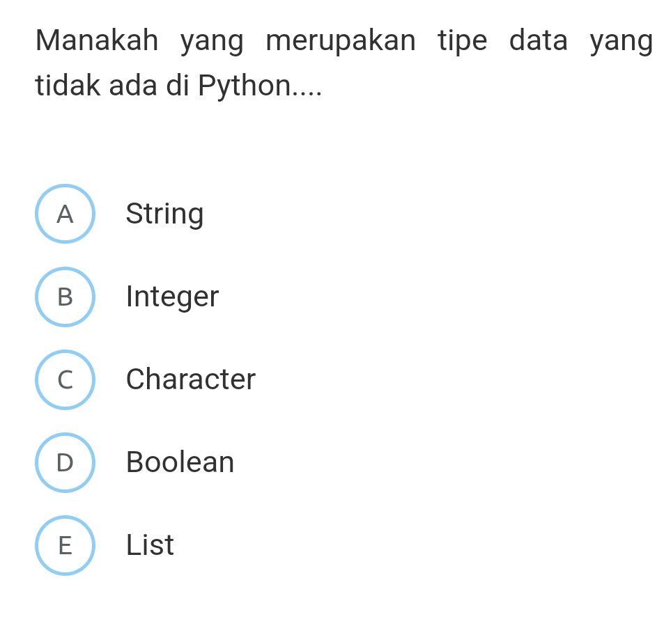 Manakah yang merupakan tipe data yang tidak | StudyX
