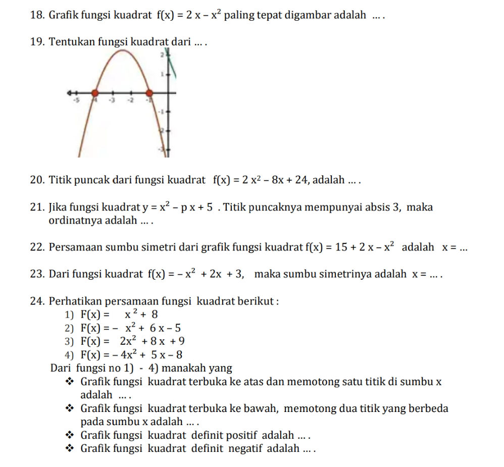 18. Grafik fungsi kuadrat f(x) = 2x - x² | StudyX